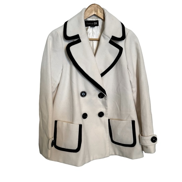 Forever 21 | Jackets & Coats | Womens Whiteoff White Peacoat With Black ...